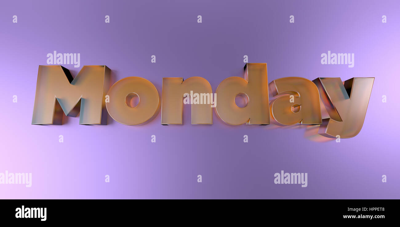Monday - colorful glass text on vibrant background - 3D rendered ...