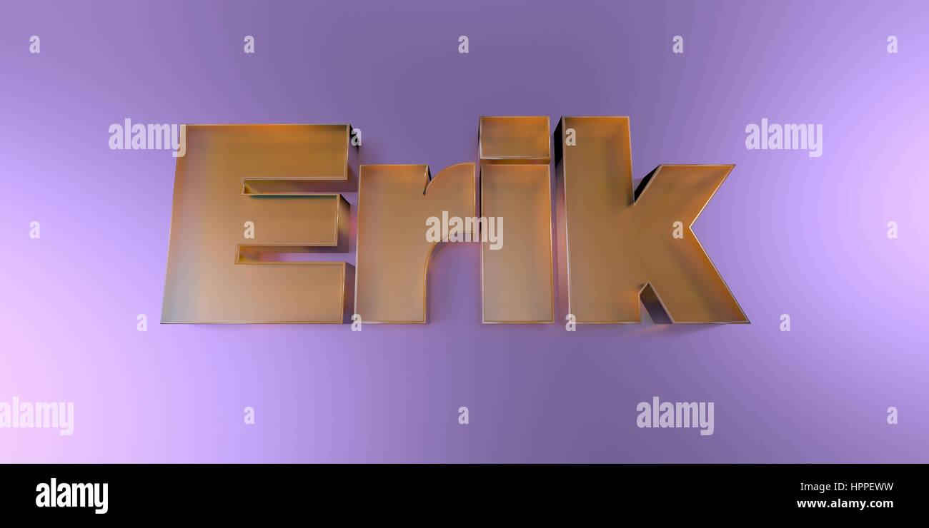 Erik - colorful glass text on vibrant background - 3D rendered royalty ...