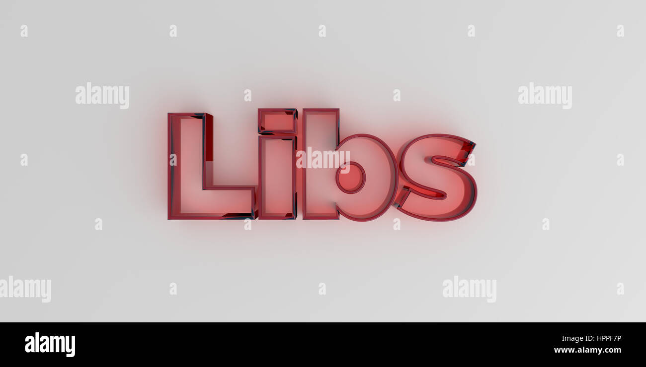 Libs - Red glass text on white background - 3D rendered royalty free ...