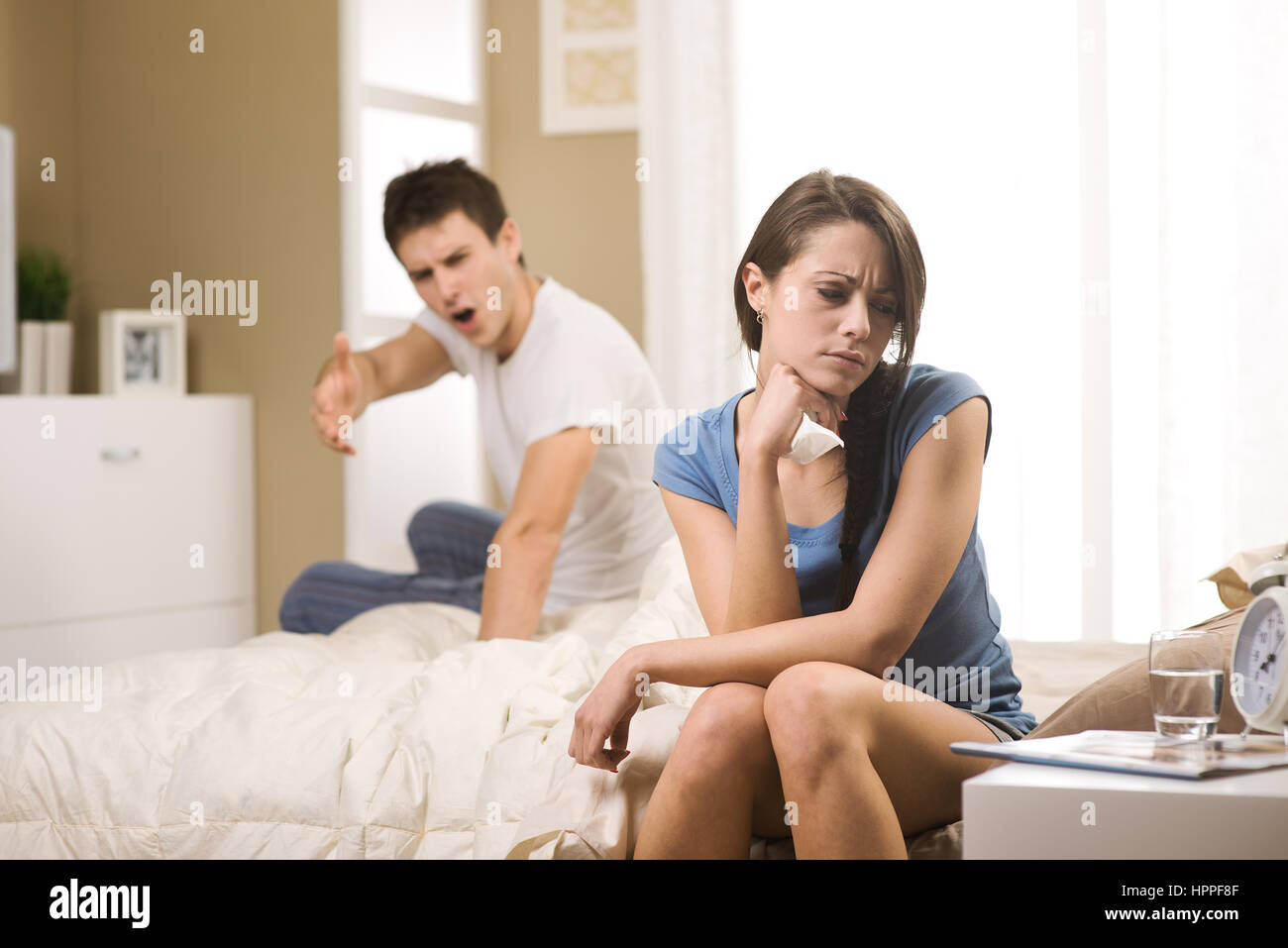 Man screaming on woman, couple having conflict Stock Photo - Alamy