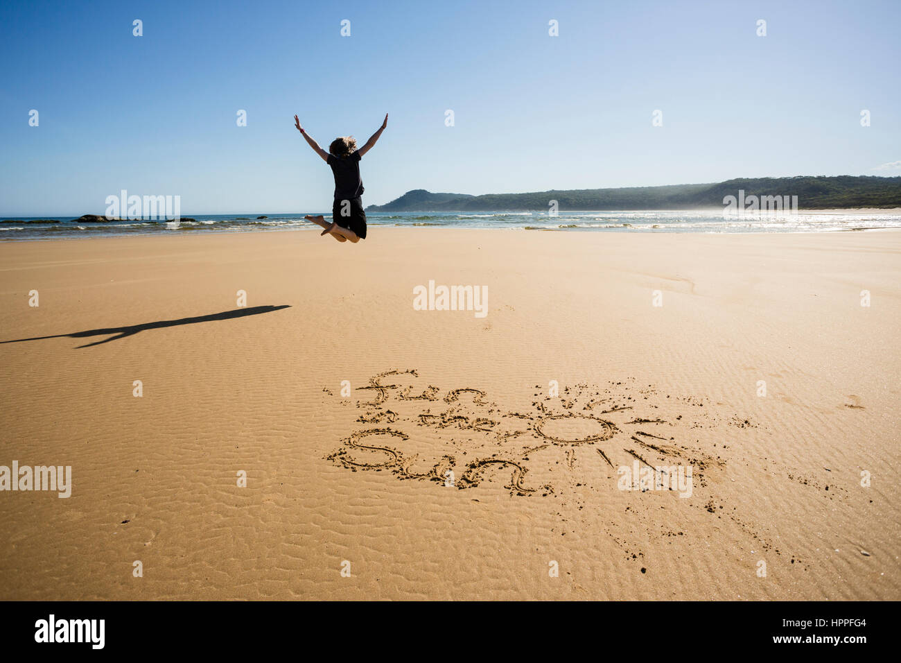 Woman fun on beach hi-res stock photography and images - Alamy