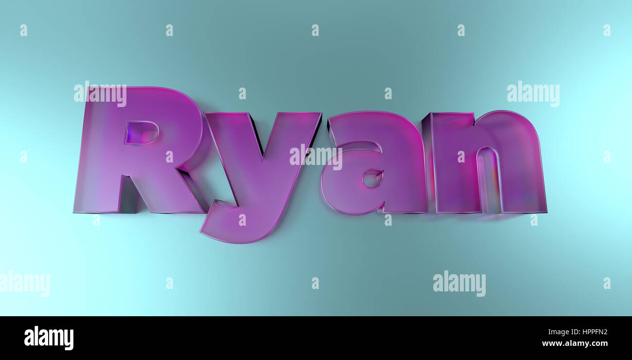 Ryan - colorful glass text on vibrant background - 3D rendered royalty ...