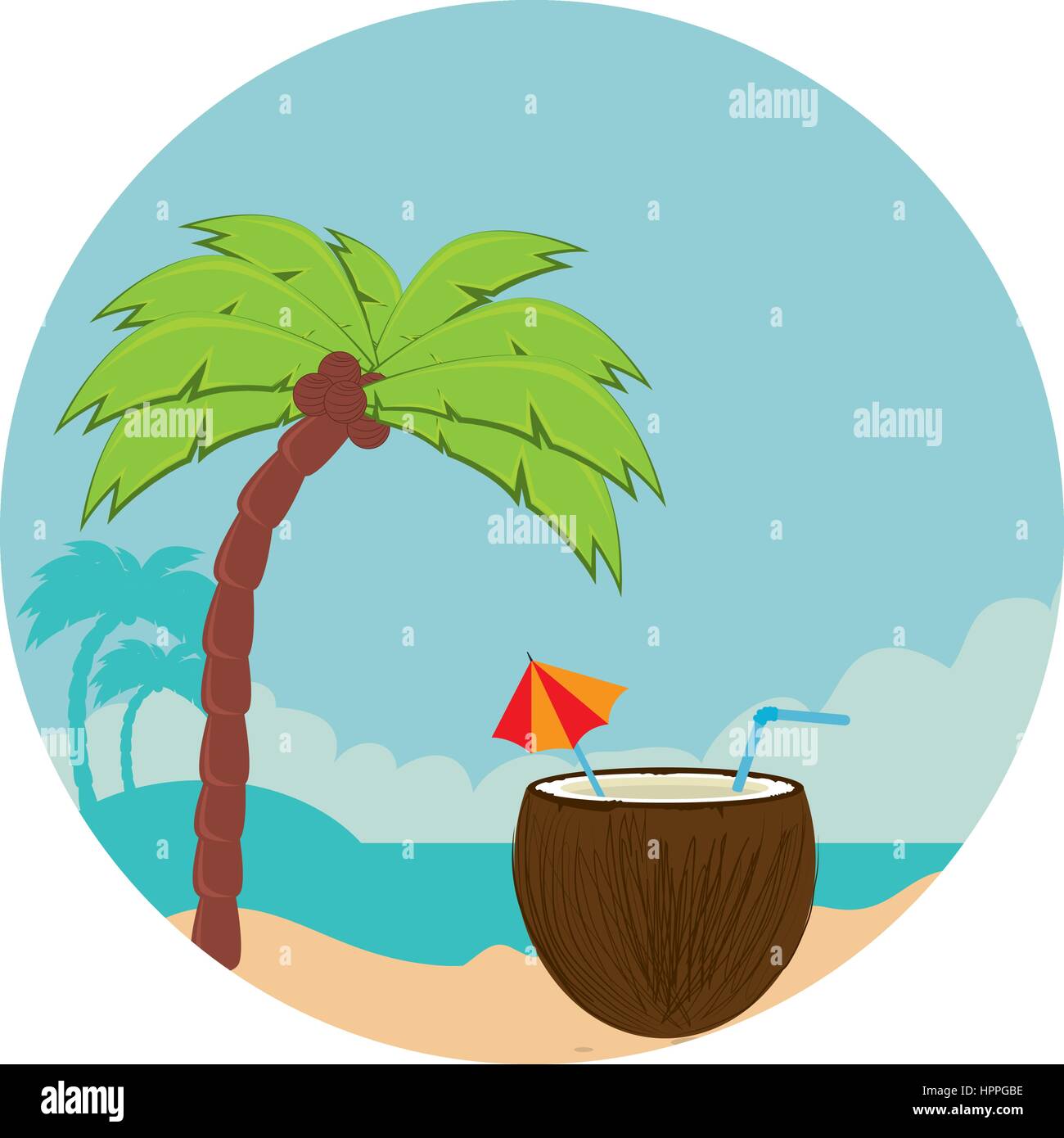 coconut cocktail summer icon Stock Vector Image & Art - Alamy