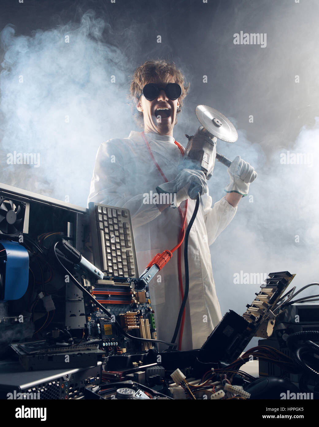 Man destroy computer hi-res stock photography and images - Alamy