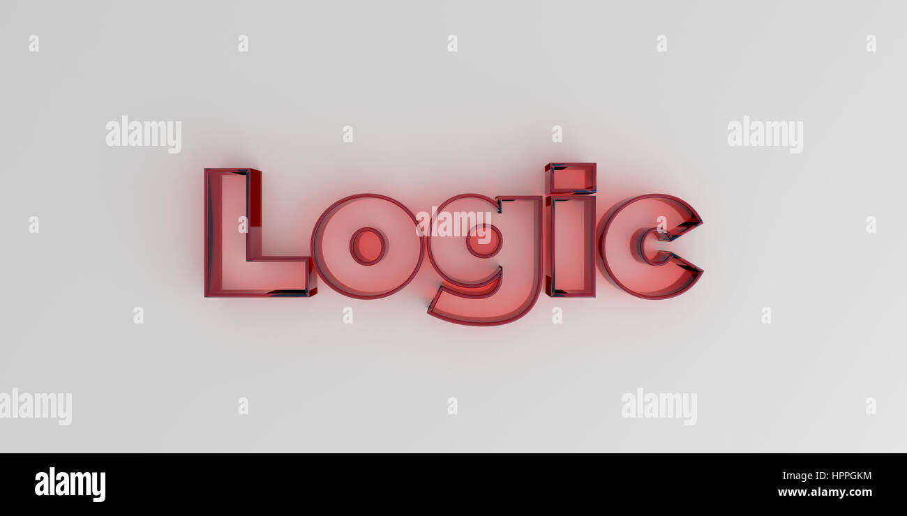 Logic - Red glass text on white background - 3D rendered royalty free ...