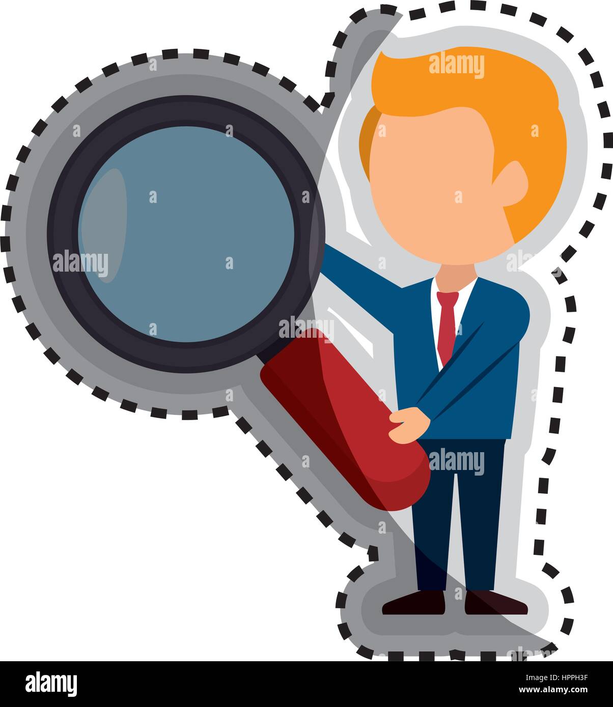 businessman character avatar with magnifying glass Stock Vector Image ...