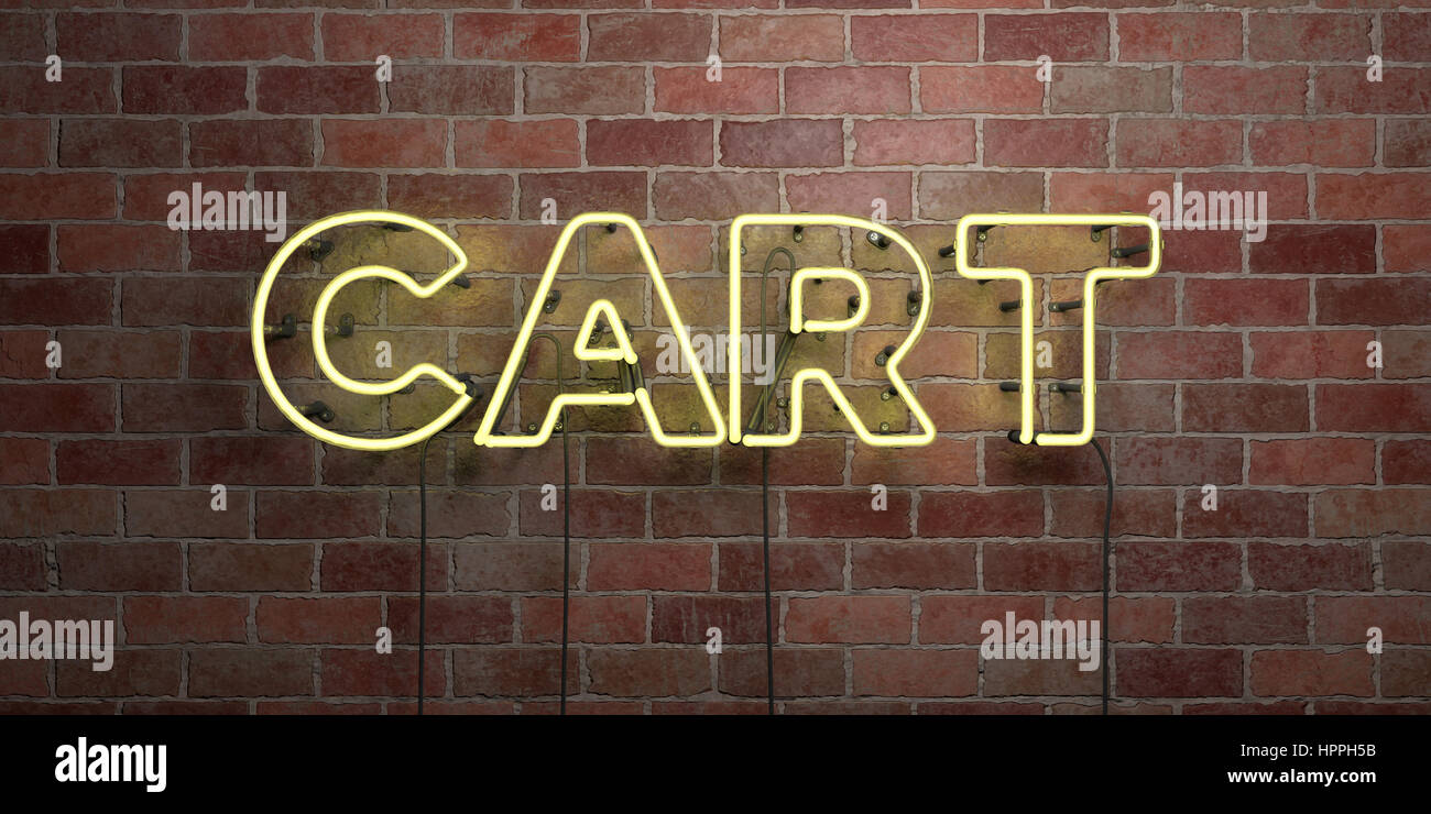 CART - fluorescent Neon tube Sign on brickwork - Front view - 3D ...