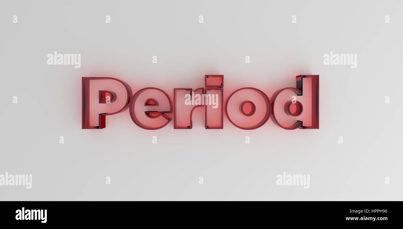 Period - Red glass text on white background - 3D rendered royalty free ...