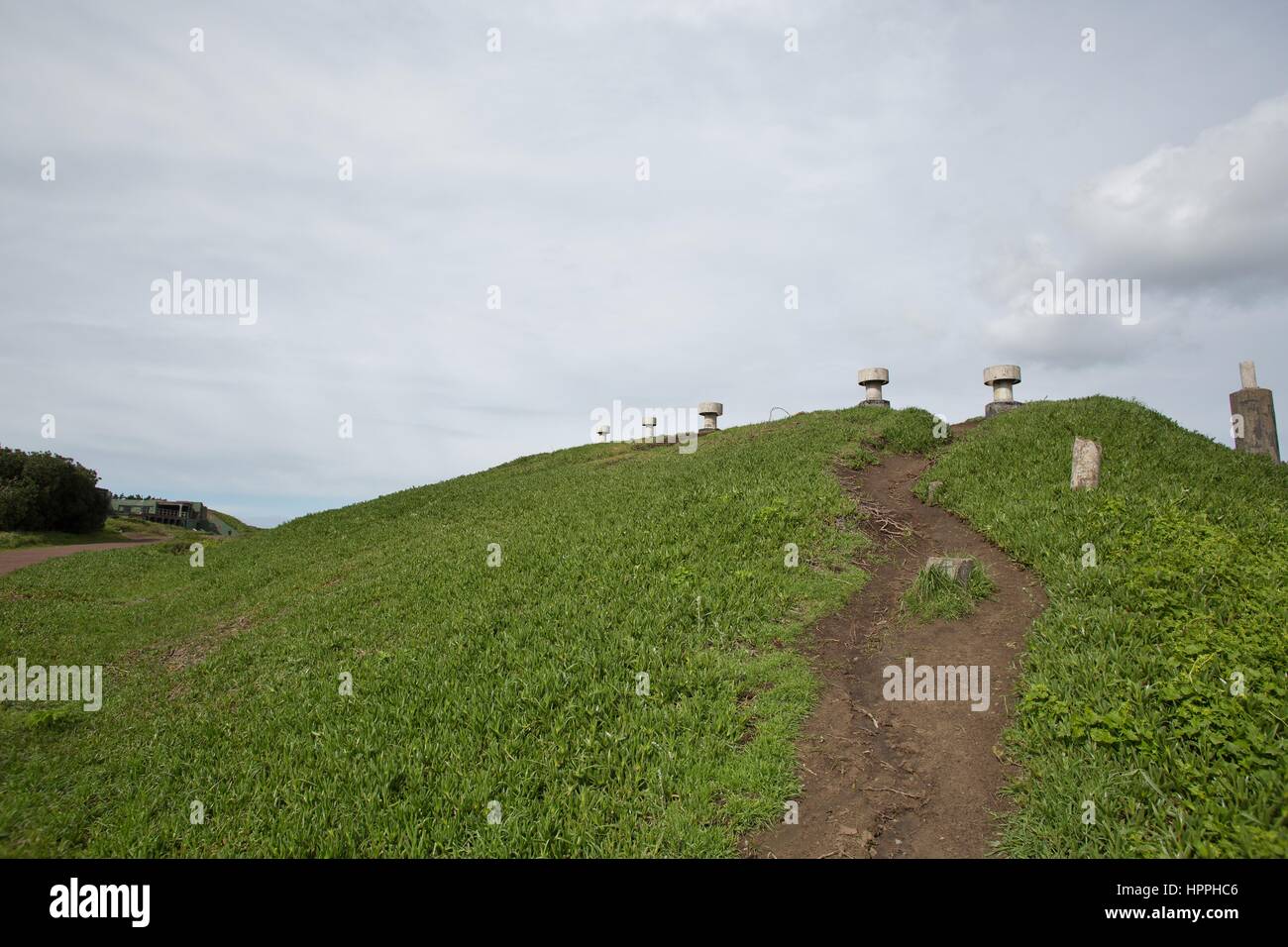 Posts left behind at Battery Mendell, an abandoned military battery at ...