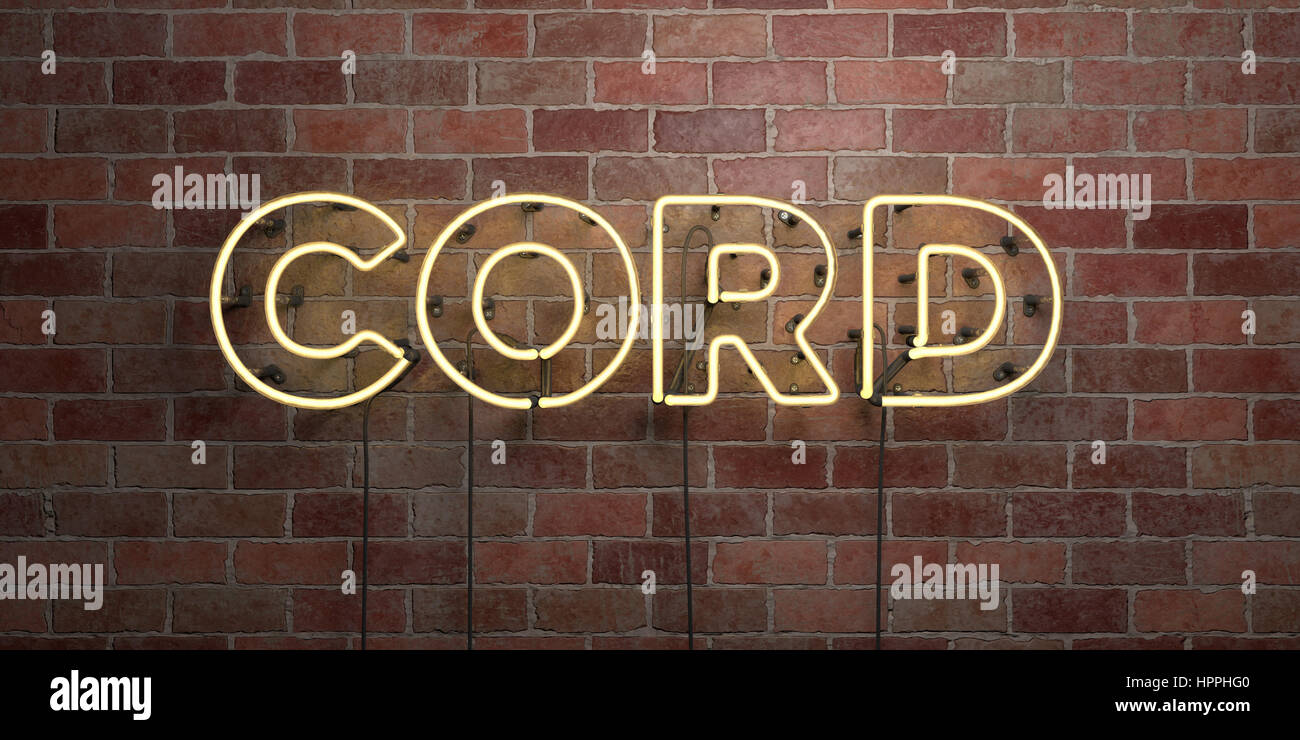 CORD - fluorescent Neon tube Sign on brickwork - Front view - 3D ...