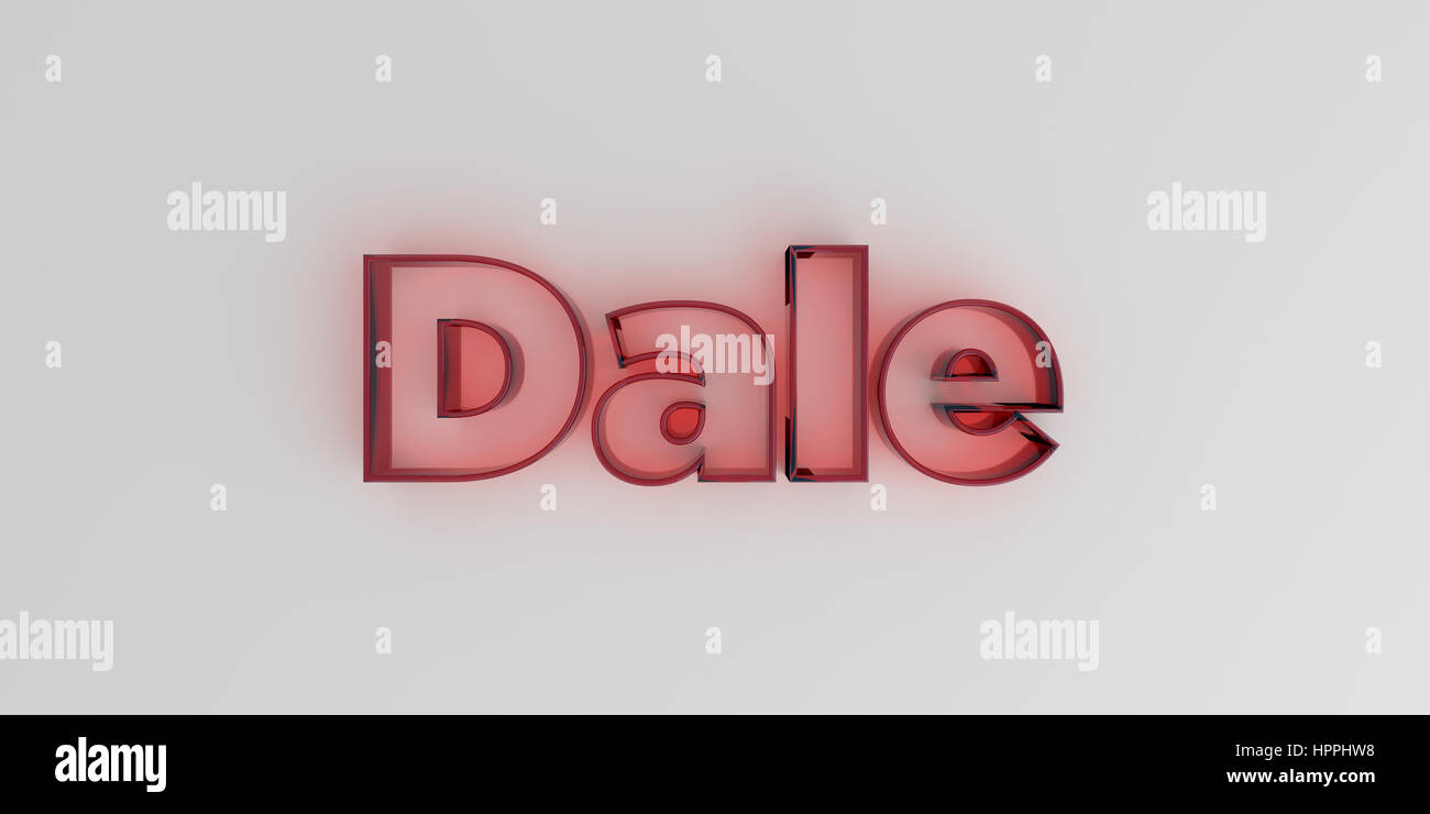 Dale - Red glass text on white background - 3D rendered royalty free ...