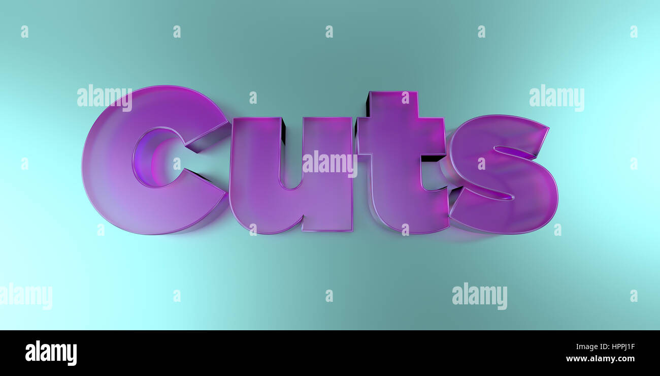 Cuts - colorful glass text on vibrant background - 3D rendered royalty ...
