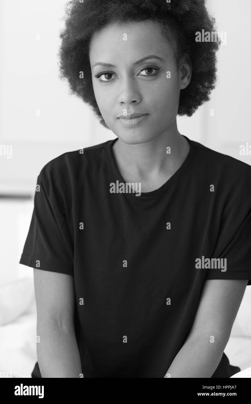 Mixed race young woman Black and White Stock Photos & Images - Alamy