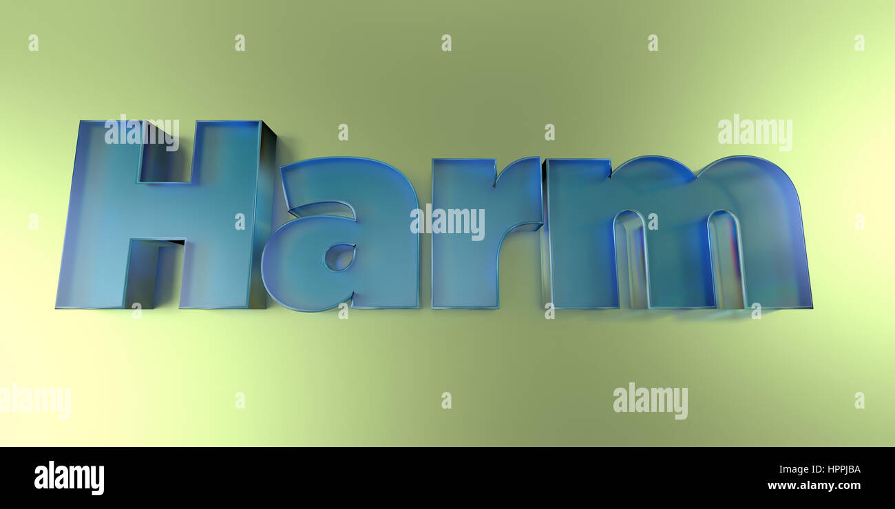 Harm - colorful glass text on vibrant background - 3D rendered royalty ...