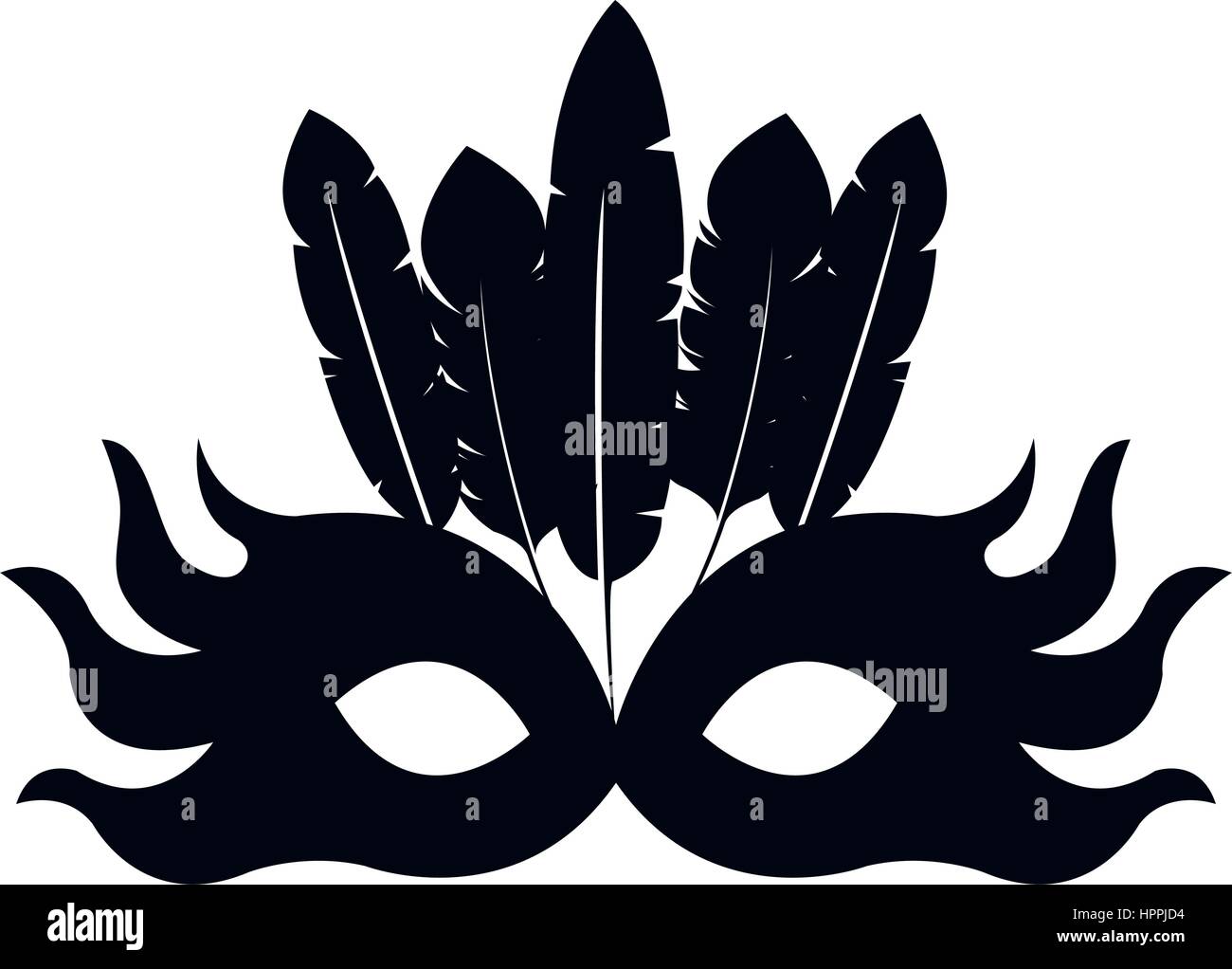 black silhouette mask feather carnival festival circus fair celebration ...