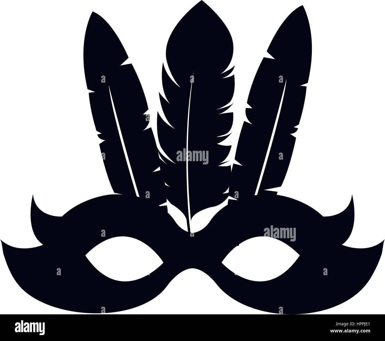 black silhouette festival mask with feathers Stock Vector Image & Art ...