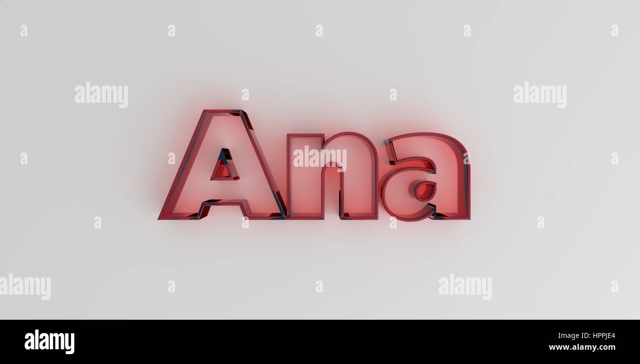 Ana - Red glass text on white background - 3D rendered royalty free ...