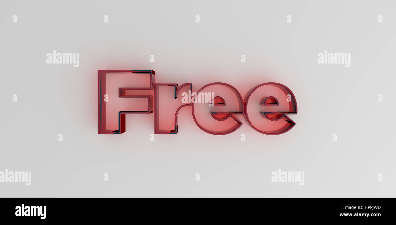 Free - Red glass text on white background - 3D rendered royalty free ... Free - Red glass text on white background - 3D rendered royalty free ...