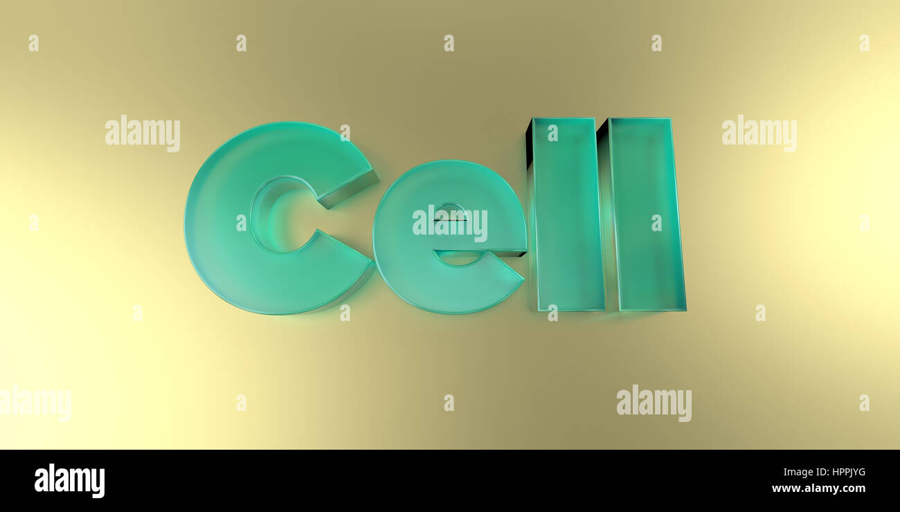 Cell - colorful glass text on vibrant background - 3D rendered royalty ...