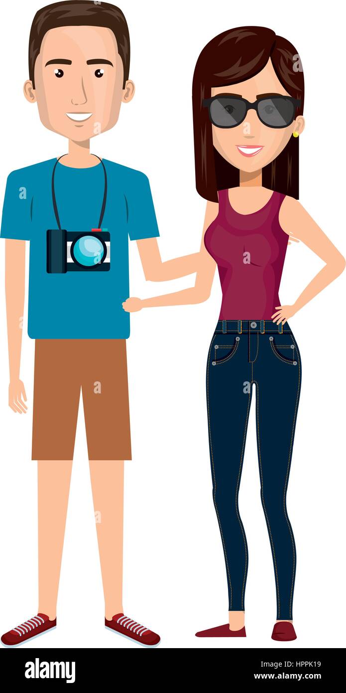 Honeymoon young couple in Stock Vector Images - Alamy