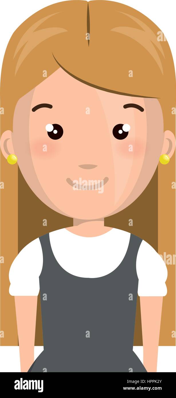 half body cartoon blond girl with cute dress Stock Vector Image & Art ...