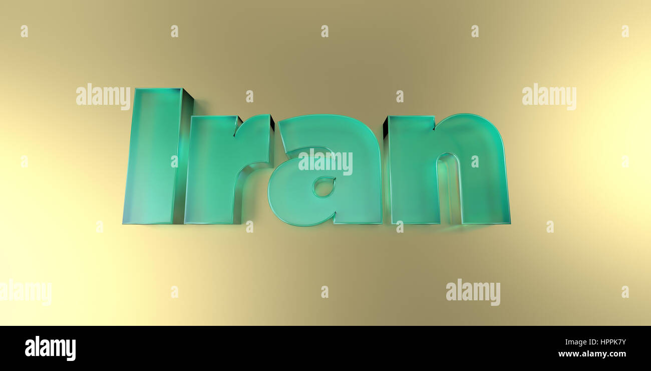 Iran - colorful glass text on vibrant background - 3D rendered royalty ...