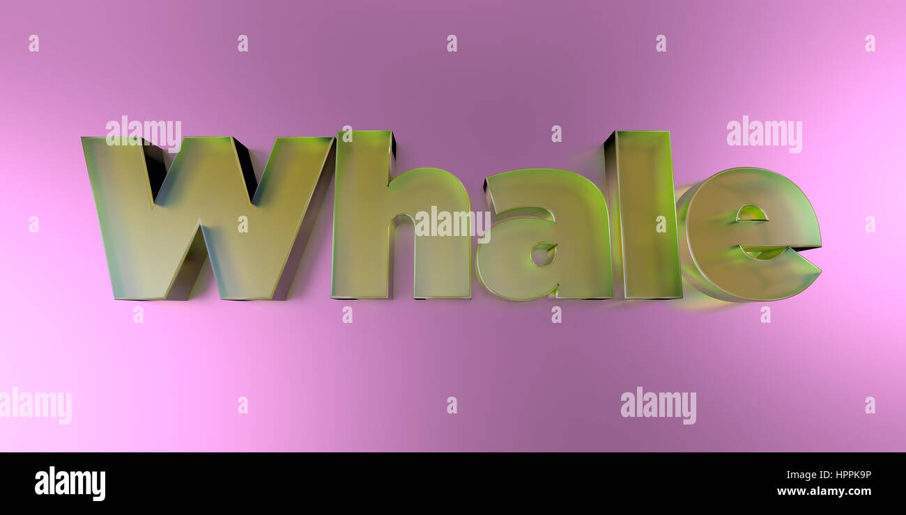 Whale - colorful glass text on vibrant background - 3D rendered royalty ...