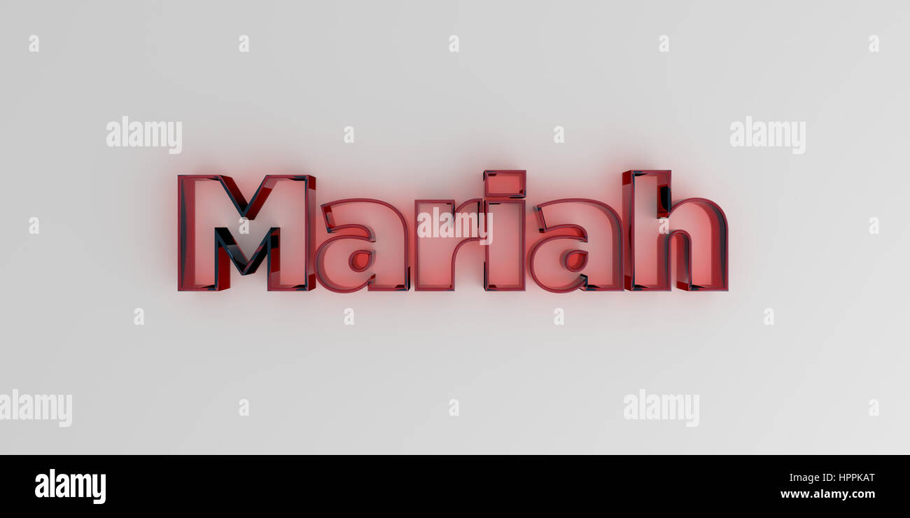 Mariah - Red glass text on white background - 3D rendered royalty free ...