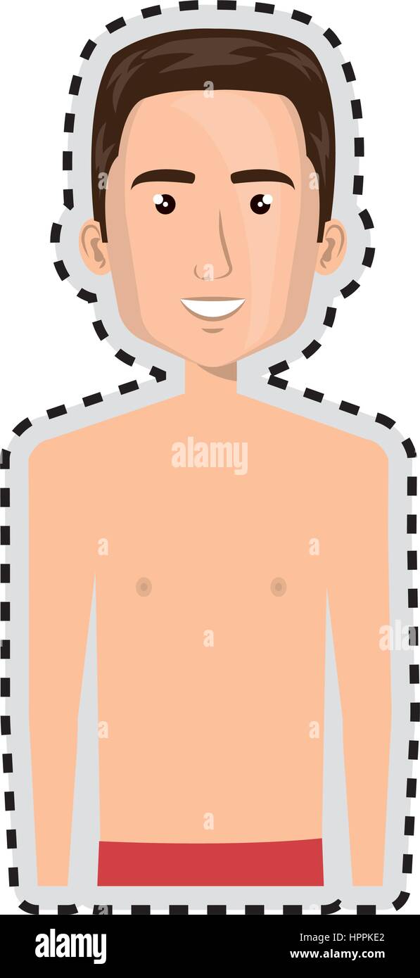 sticker half body cartoon man with sweatpants clothes Stock Vector ...