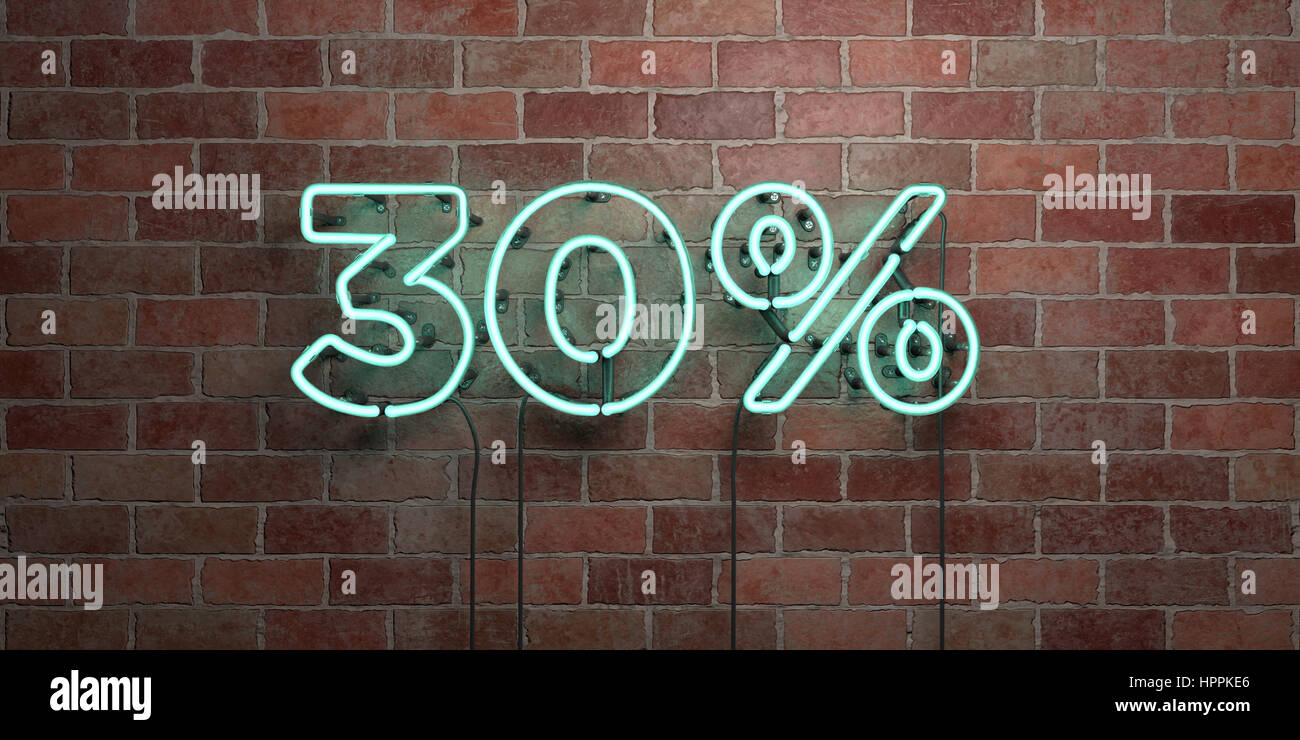 30% - fluorescent Neon tube Sign on brickwork - Front view - 3D ...