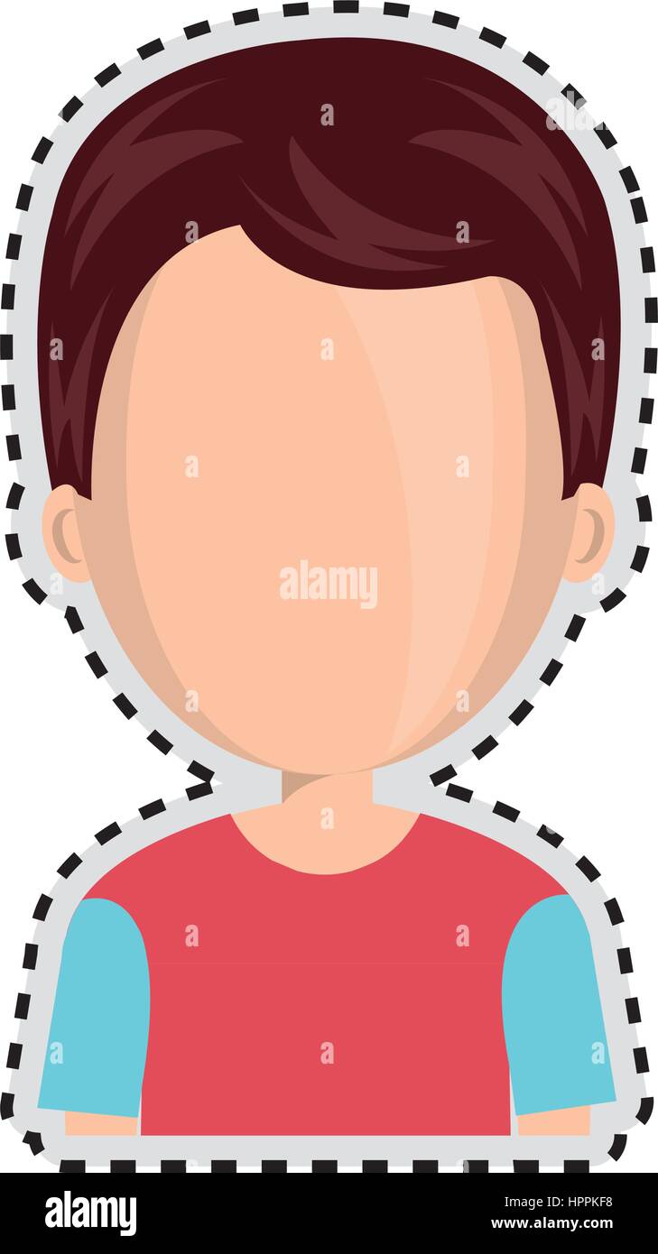 sticker half body faceless cartoon boy with casual clothes Stock Vector ...