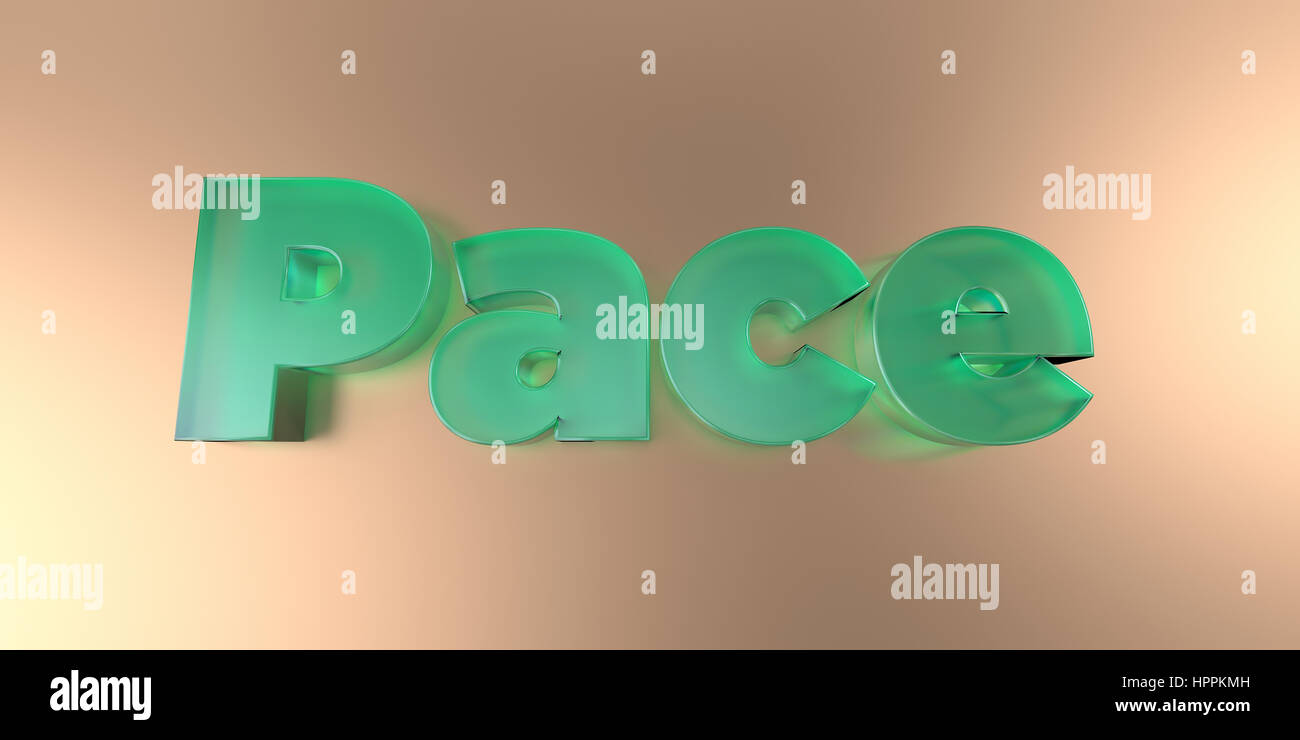 Pace - colorful glass text on vibrant background - 3D rendered royalty ...