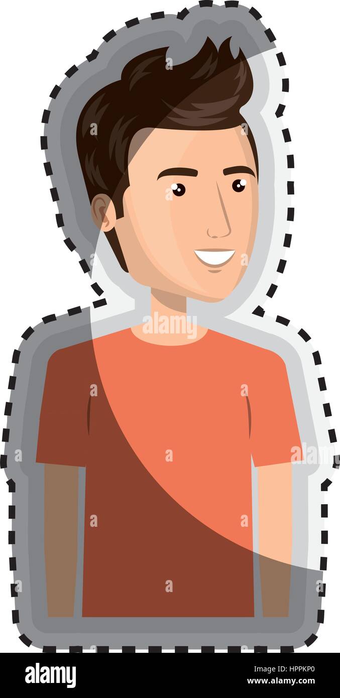 sticker half body cartoon man in casual suit Stock Vector Image & Art ...