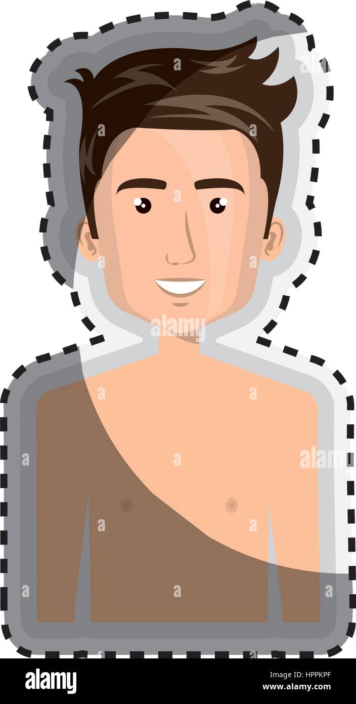 sticker half body cartoon fit man Stock Vector Image & Art - Alamy