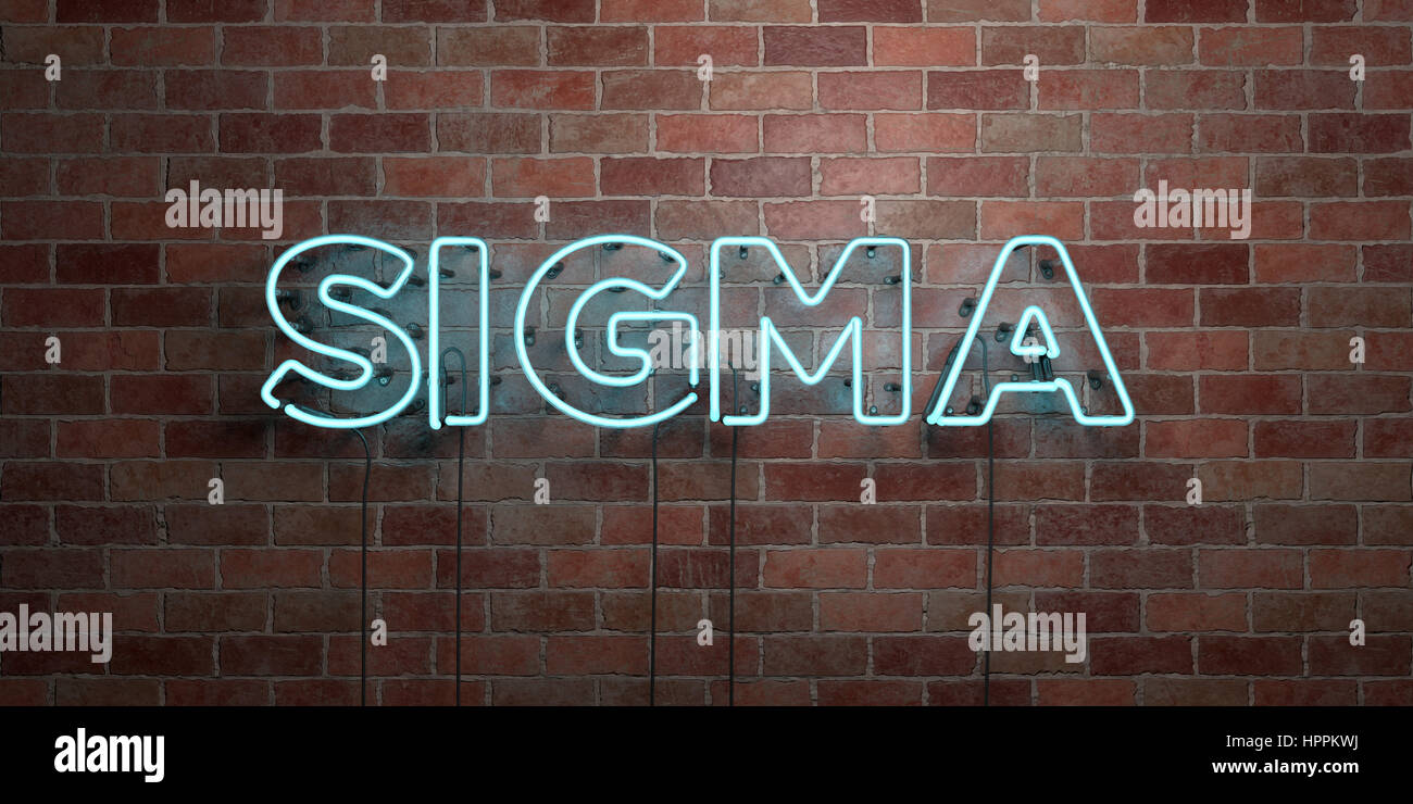 SIGMA - fluorescent Neon tube Sign on brickwork - Front view - 3D ...