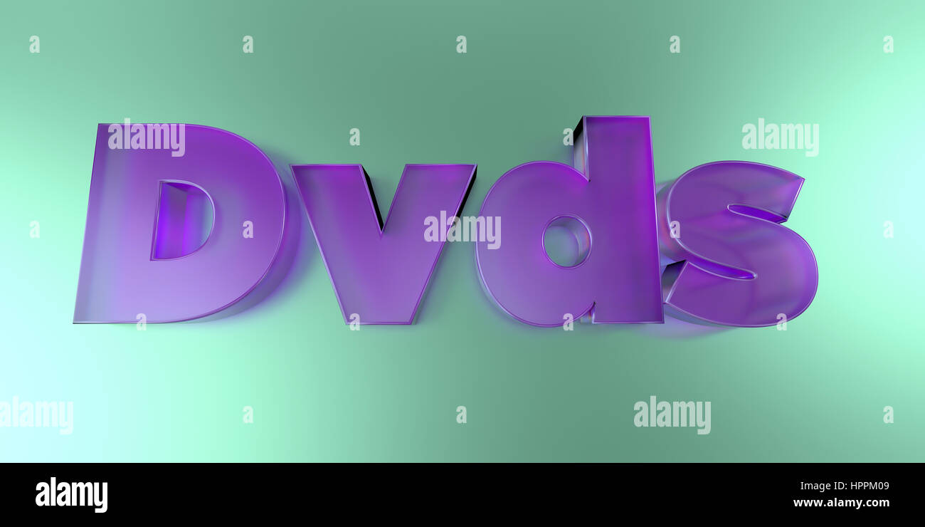 Dvds - colorful glass text on vibrant background - 3D rendered royalty ...