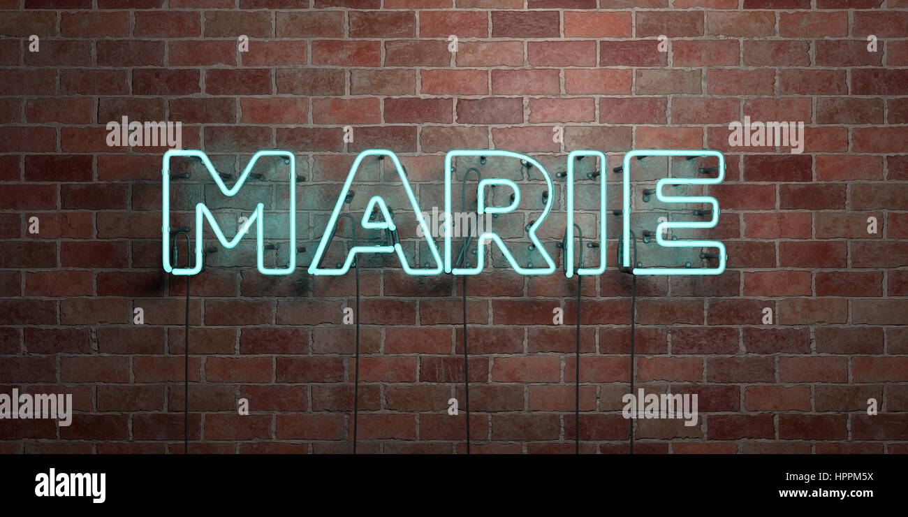 MARIE - fluorescent Neon tube Sign on brickwork - Front view - 3D ...