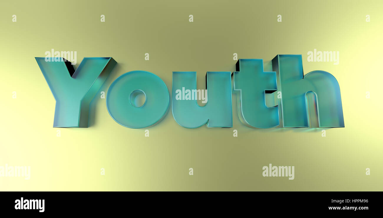 Youth - colorful glass text on vibrant background - 3D rendered royalty ...