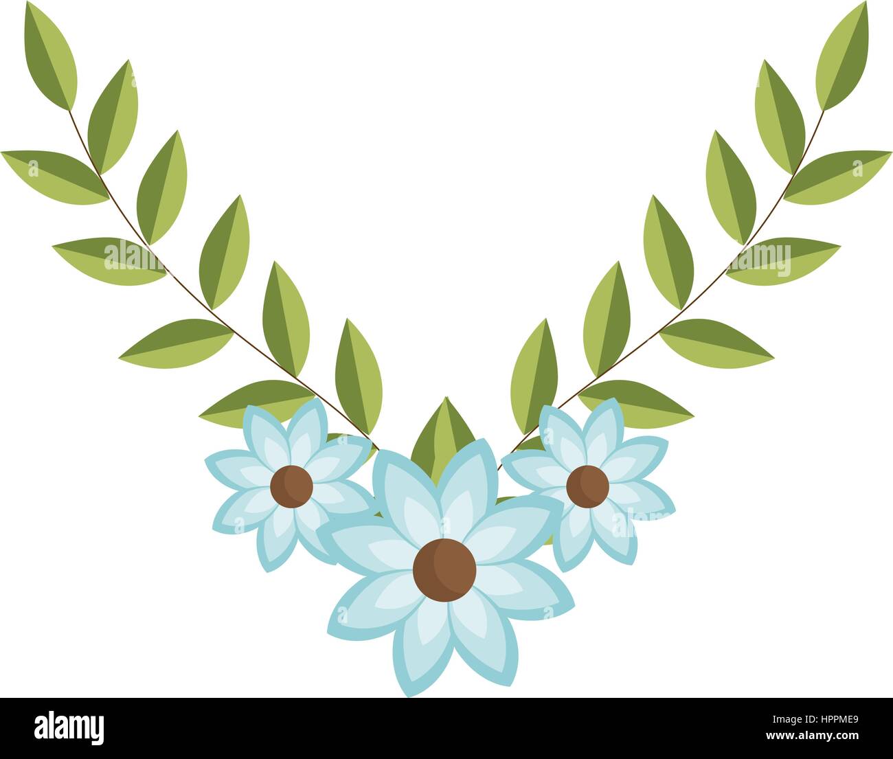 arch of leaves with blue flowers Stock Vector Image & Art - Alamy