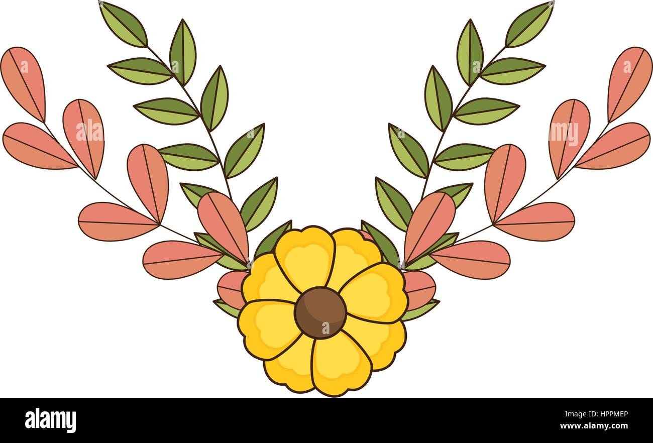 crown of floral branch and leaves with flowers Stock Vector Image & Art ...