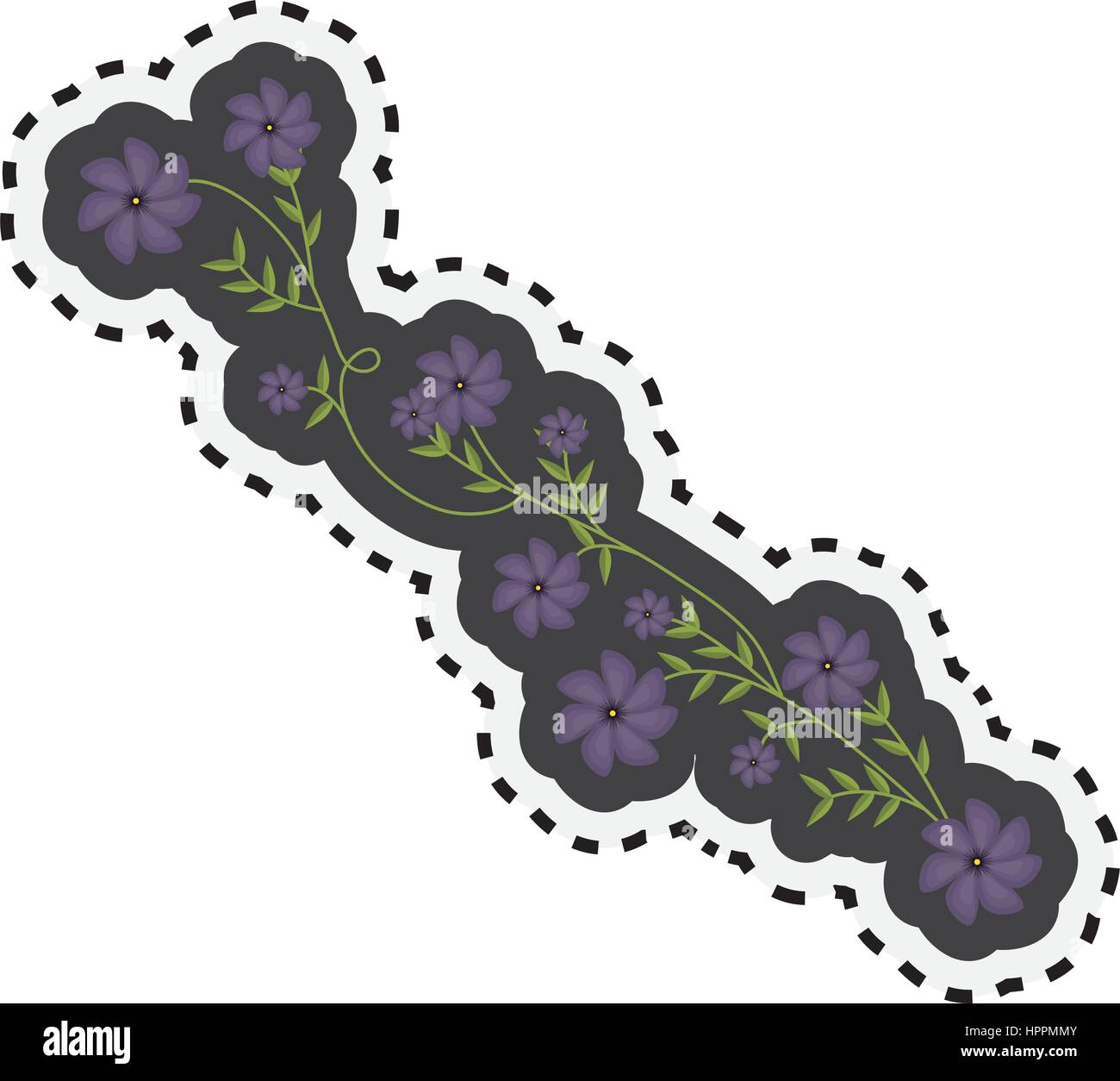 sticker creeper with violet flowers floral design Stock Vector Image ...
