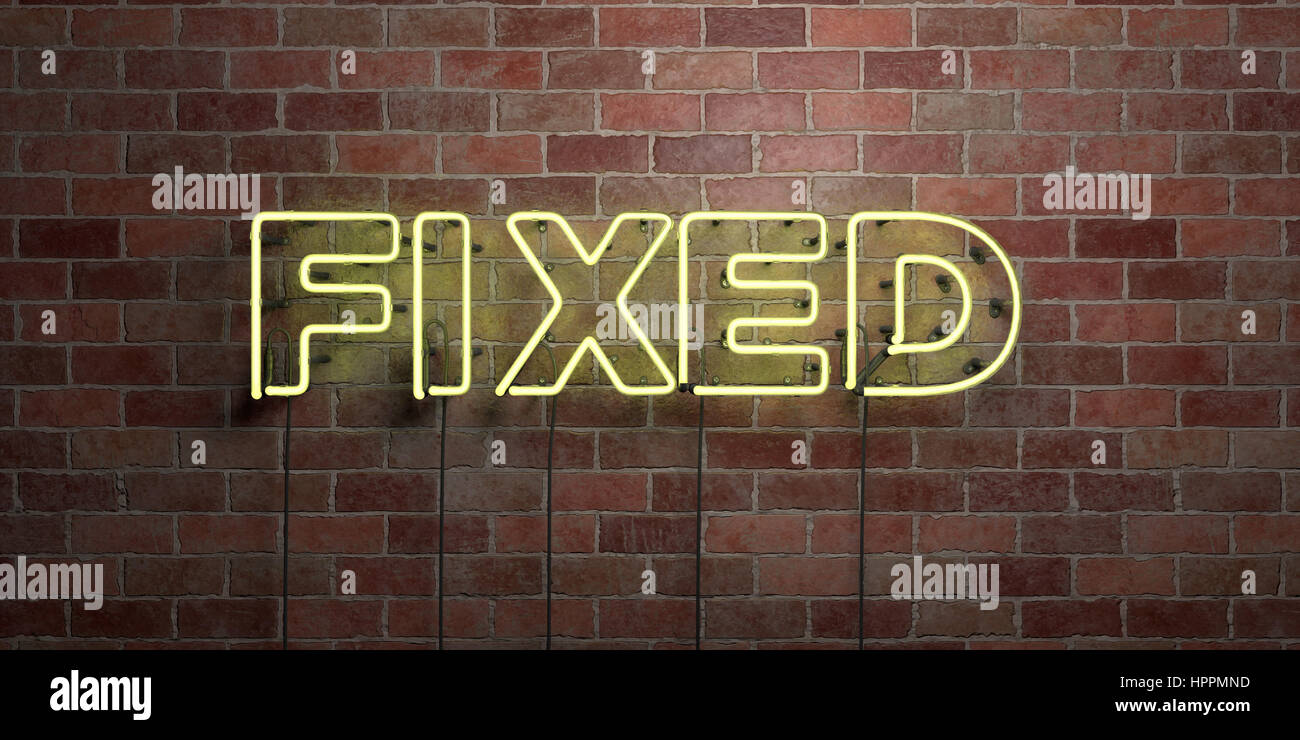FIXED - fluorescent Neon tube Sign on brickwork - Front view - 3D ...