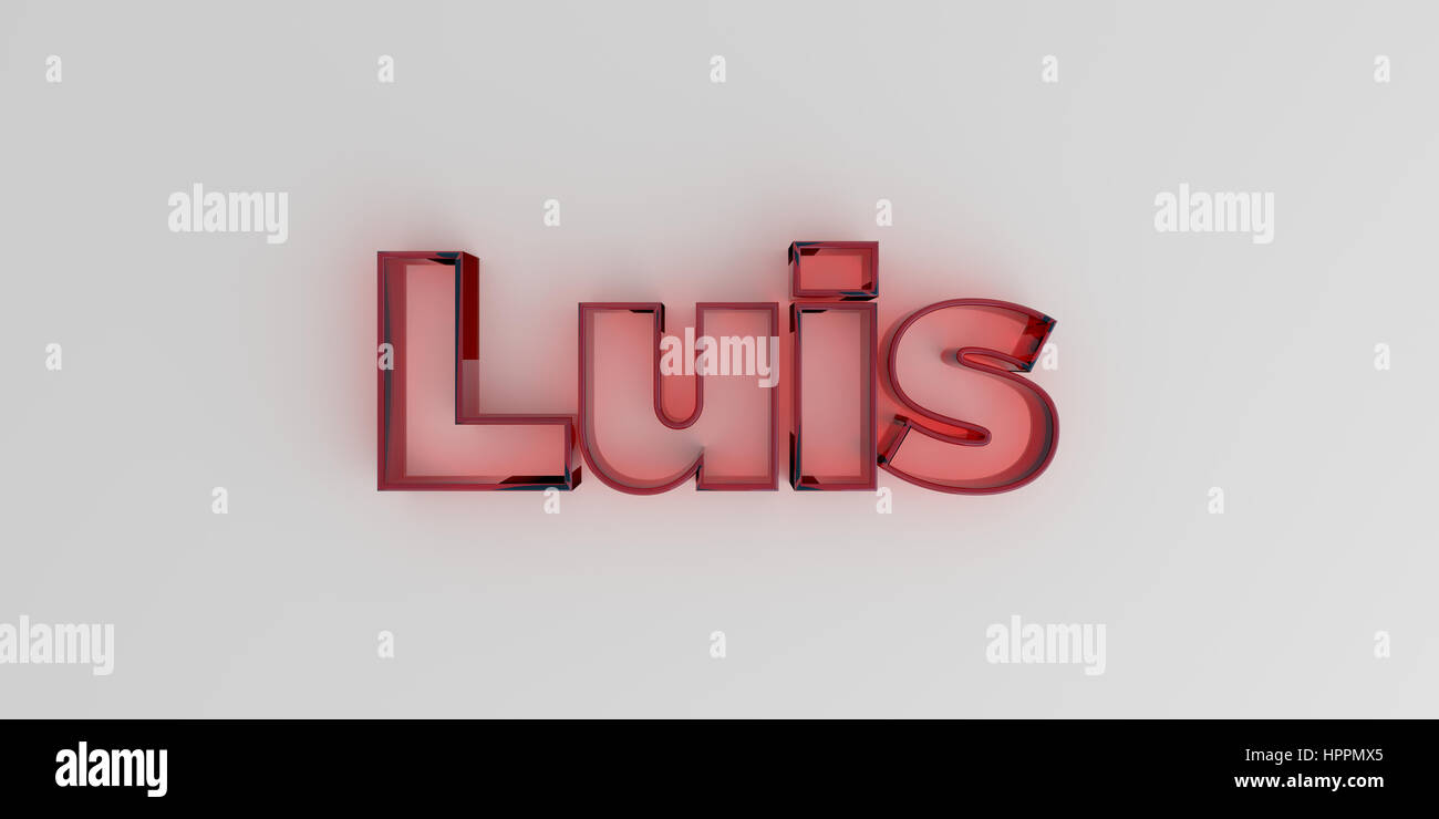 Luis - Red glass text on white background - 3D rendered royalty free ...