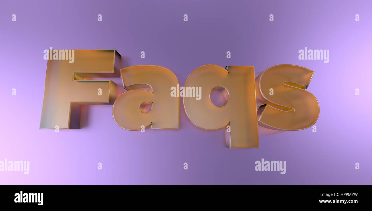 Faqs - colorful glass text on vibrant background - 3D rendered royalty ...
