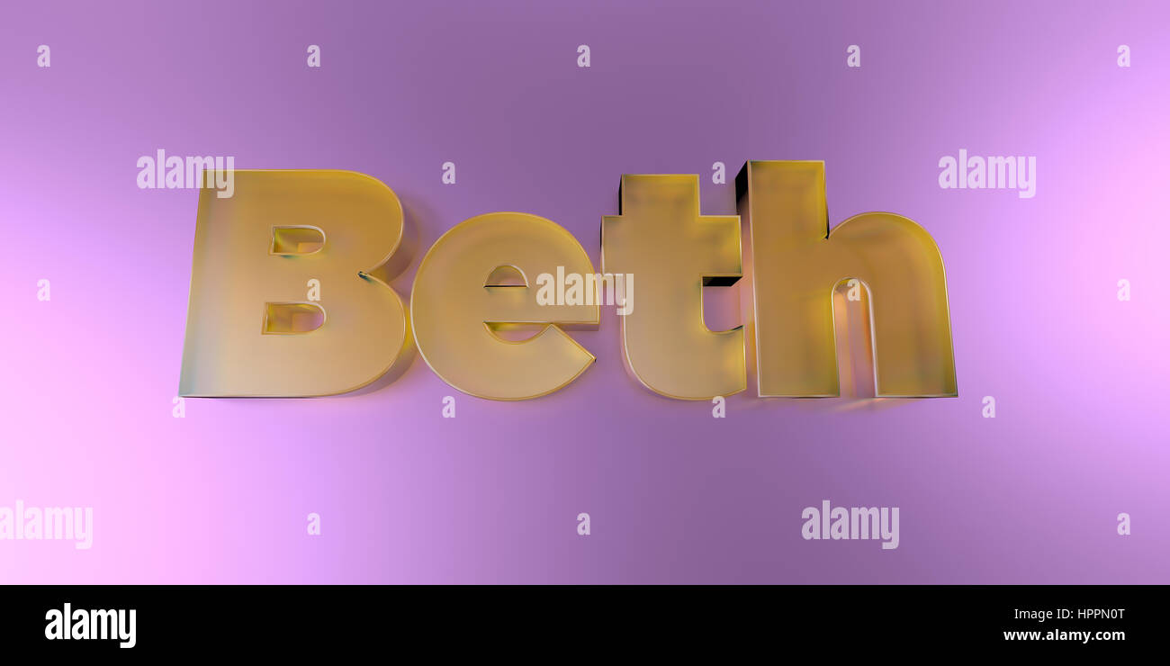 Beth - colorful glass text on vibrant background - 3D rendered royalty ...