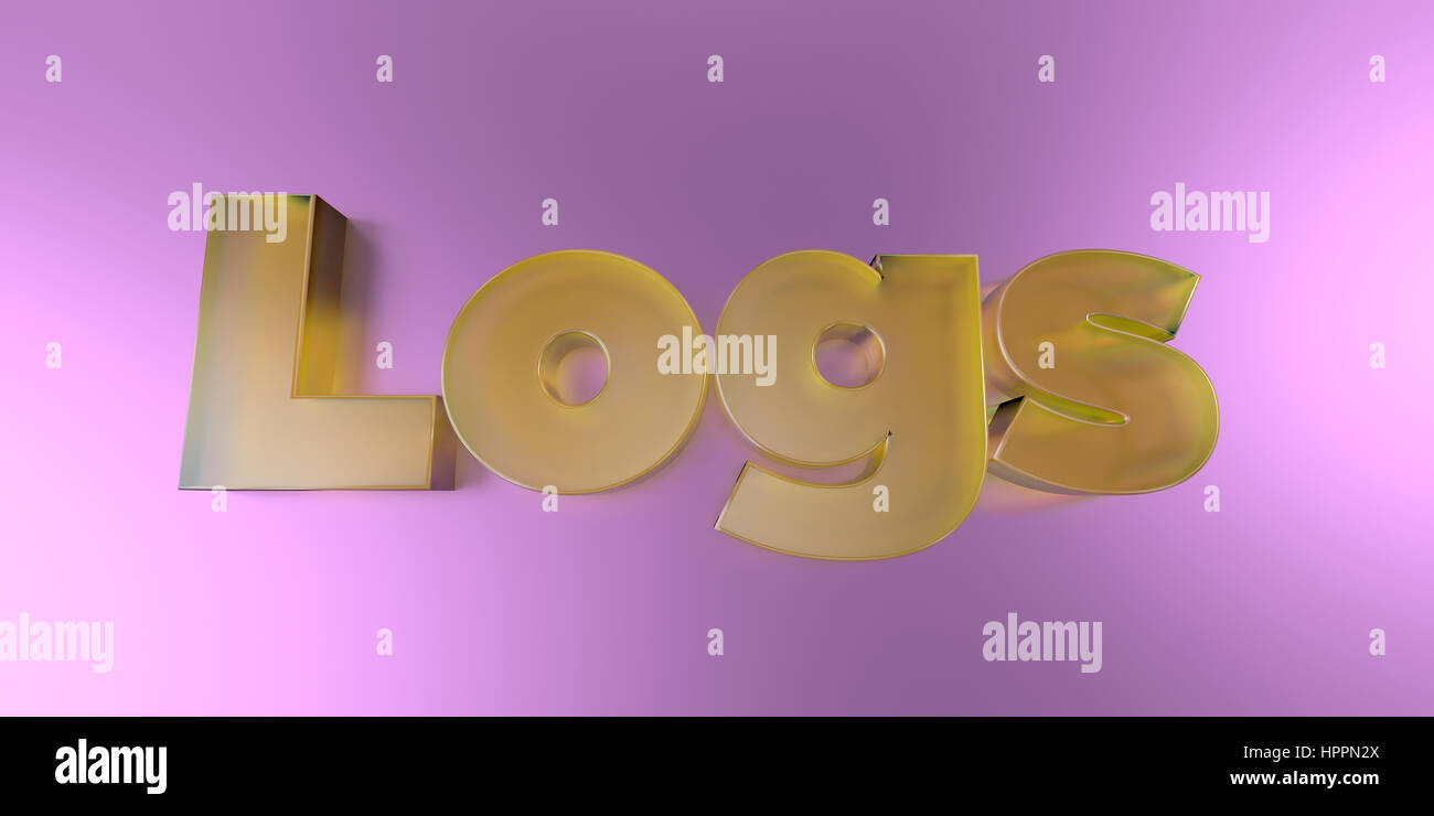 Logs - colorful glass text on vibrant background - 3D rendered royalty ...