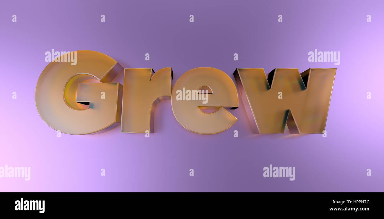Grew - colorful glass text on vibrant background - 3D rendered royalty ...
