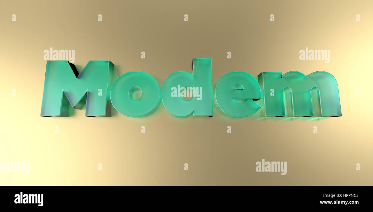 Modem - colorful glass text on vibrant background - 3D rendered royalty ...