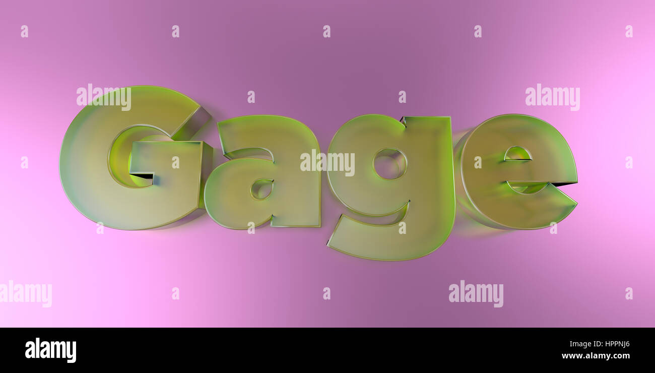 Gage - colorful glass text on vibrant background - 3D rendered royalty ...