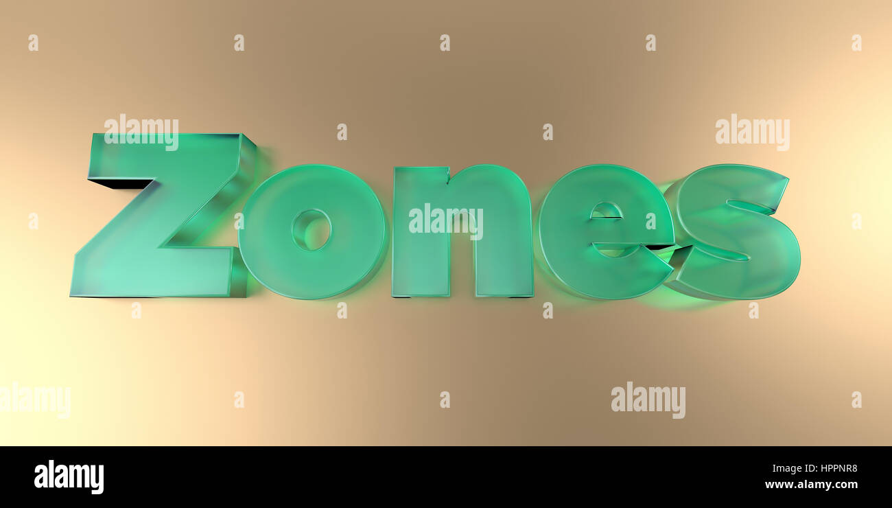 Zones - colorful glass text on vibrant background - 3D rendered royalty ...